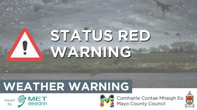 red warning storm darragh